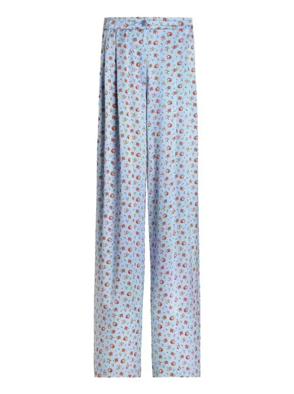 Dolce & Gabbana Floral-print Silk Trousers - Blue
