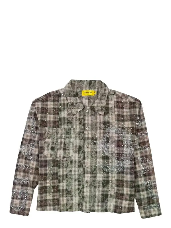 GUAPI Crystal-embellished Plaid Shirt - Neutrals