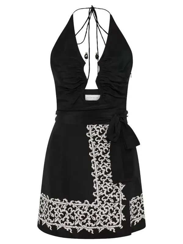 Rebecca Vallance Sundia Ruched Belted Mini Dress - Black