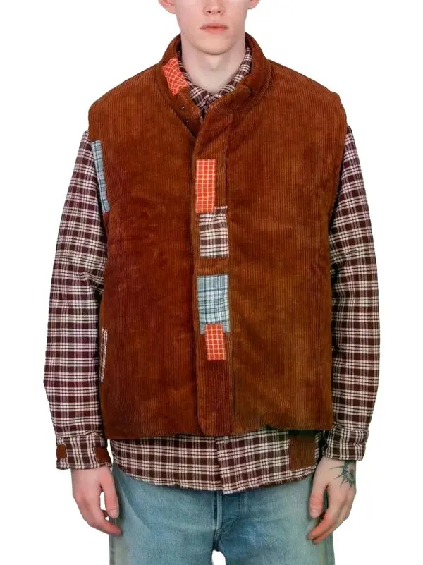 STORY MFG. Sahab Cord Patchwork Gilet - Brown