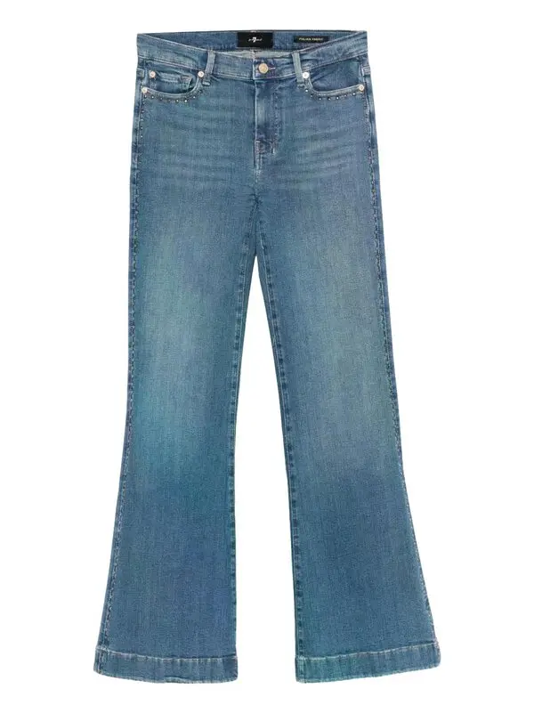 7 For All Mankind Studded Flare Jeans - Blue