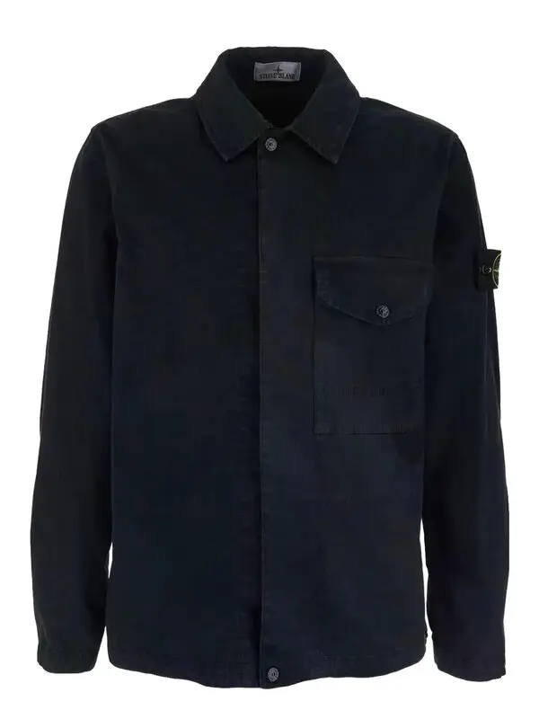 Stone Island Old Effect Pocket Pea Coat - Black
