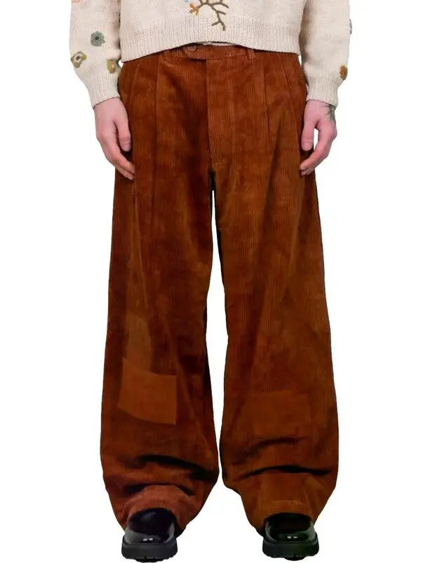 STORY MFG. Corduroy Patch Trousers - Brown