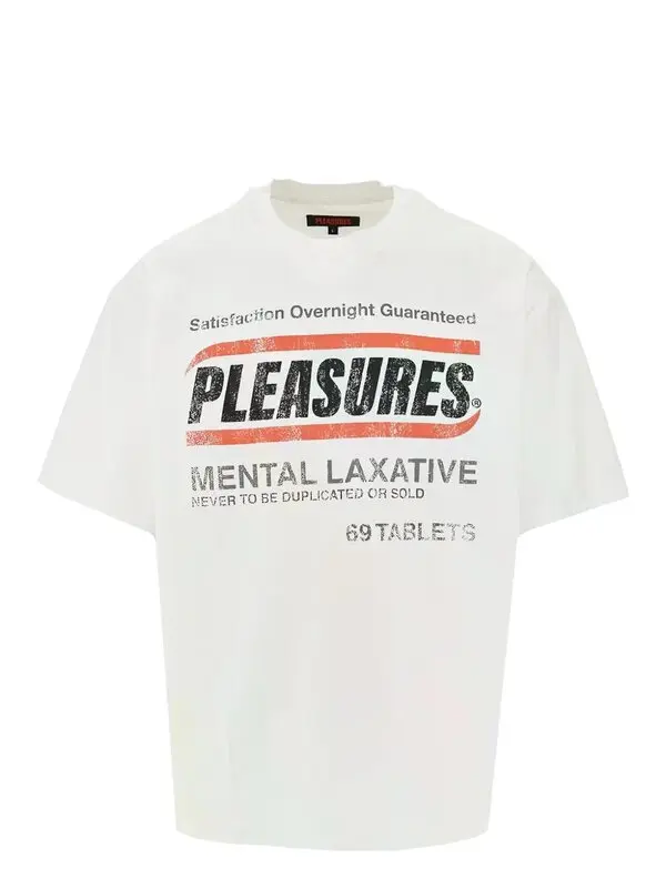 PLEASURES Relief Text-print T-shirt - White