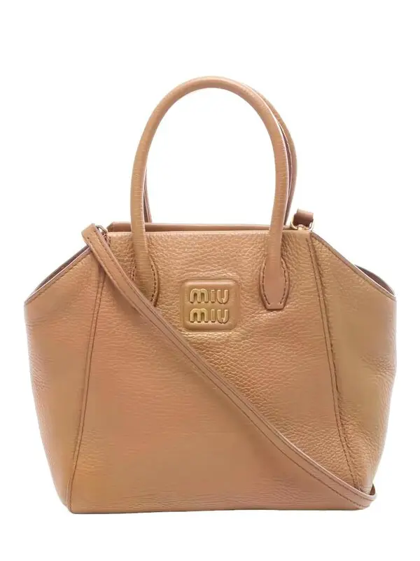 Miu Miu 2010s Vitello Dino Leather Tote Bag - Brown