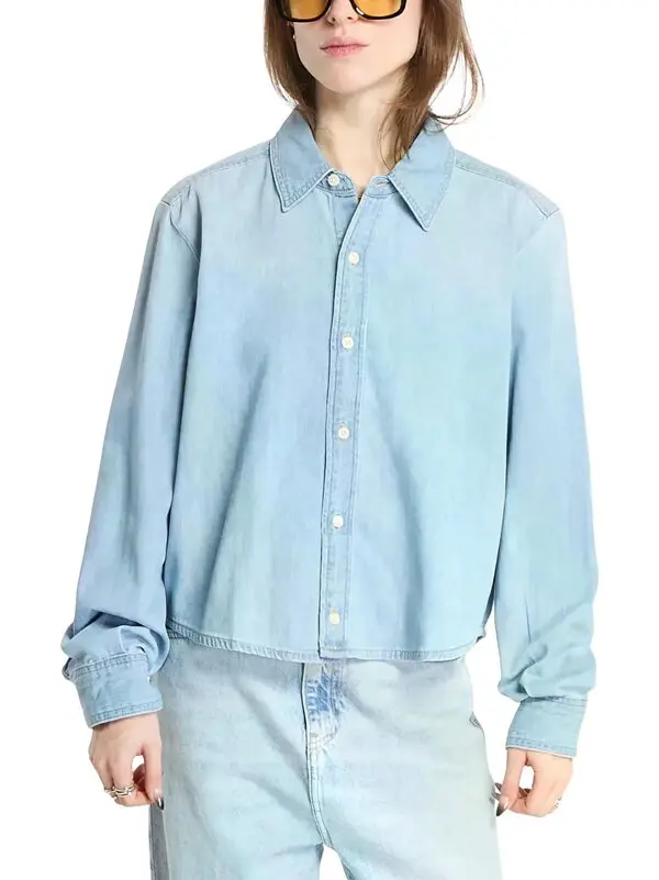 Calvin Klein Long-sleeved Cropped Shirt - Blue