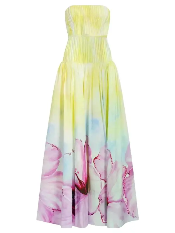 Aje Floral-print Strapless Maxi Dress - Yellow