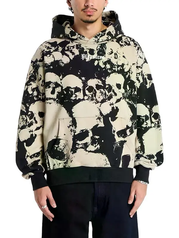 PLEASURES Skull-graphic Hoodie - Black