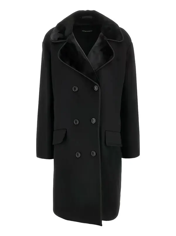 Emporio Armani Double-breasted Coat - Black