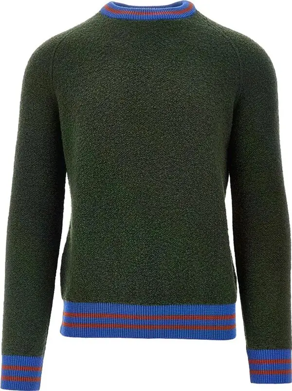 GALLIA Striped Crew-neck Sweater - Green