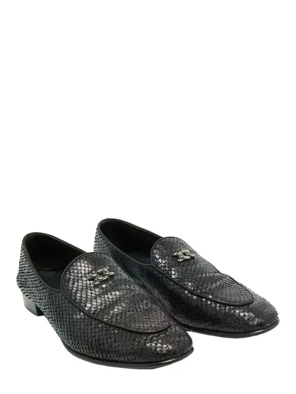 GIUSEPPE ZANOTTI Snakeskin-textured Loafers - Black