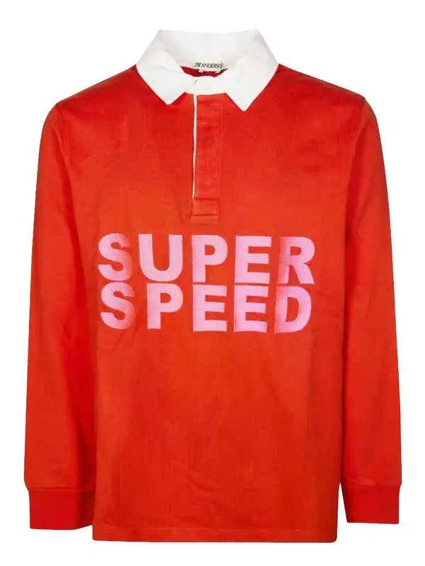 JW Anderson Long-sleeve Contrast Polo Shirt - Red