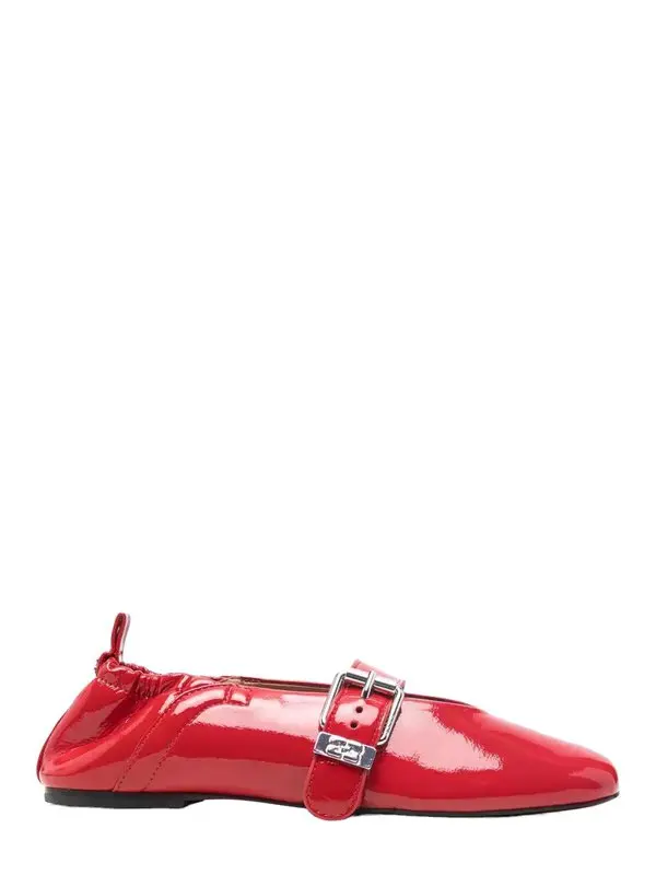 GANNI Buckled Ballet Flats - Red