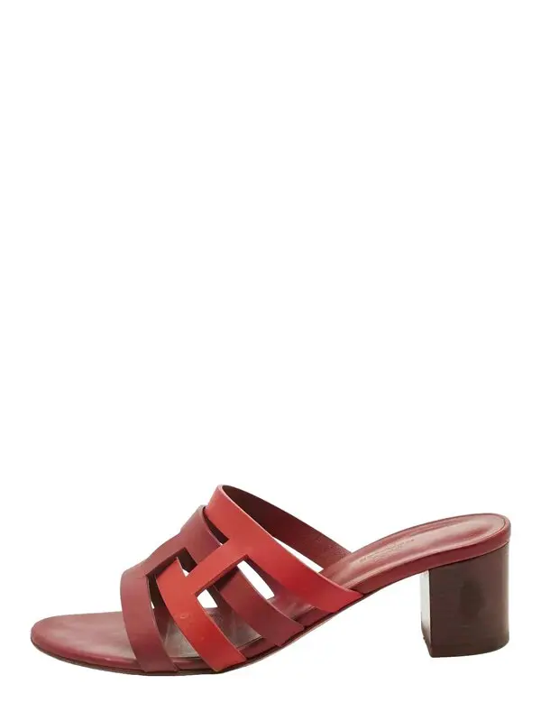 Hermès Amika Block-heel Slides - Red