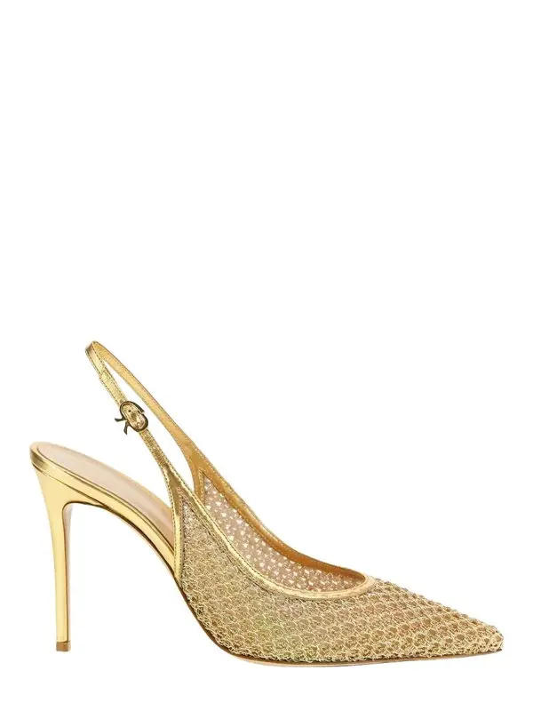 GIANVITO ROSSI Nikki Metallic Slingback Pumps - Gold