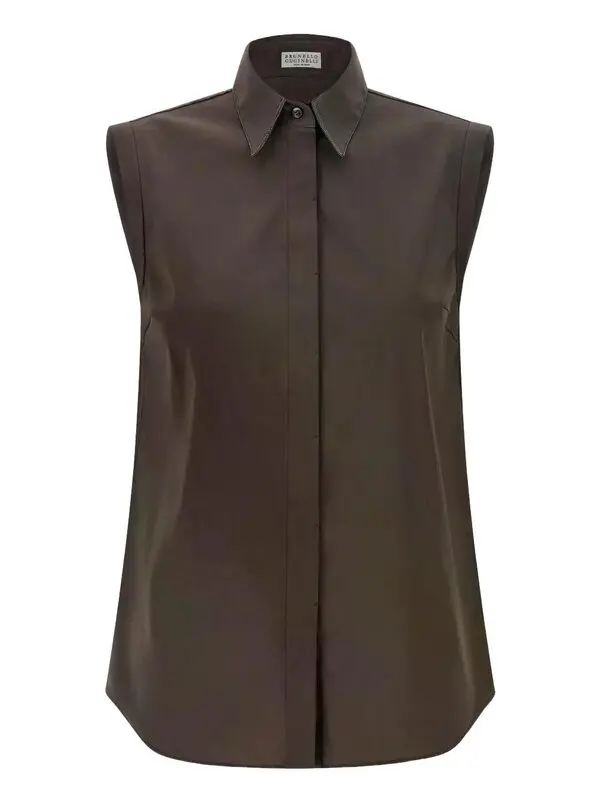 Brunello Cucinelli Sleeveless Shirt - Brown