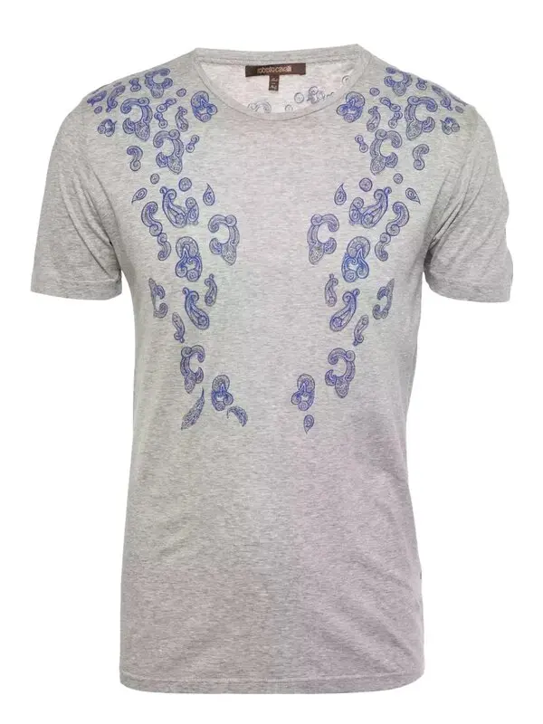 Roberto Cavalli Paisley-print Crew-neck T-shirt - Grey