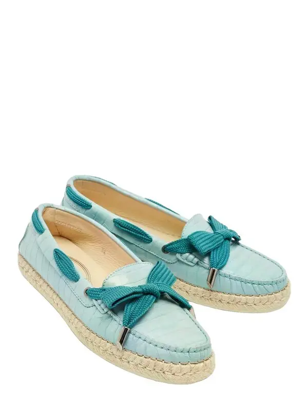 TOD'S Embossed Ribbon Loafer Espadrille - Blue