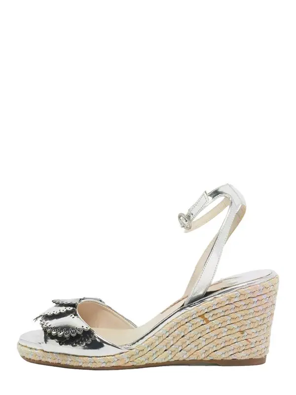 SOPHIA WEBSTER Ruffled Espadrille Wedge Sandals - Silver