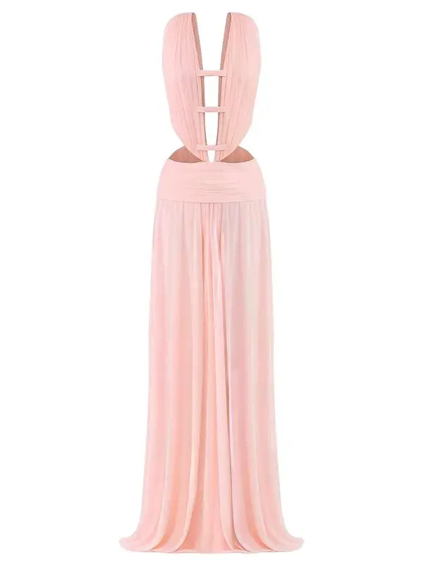 THE NEW ARRIVALS ILKYAZ OZEL Bambi Bow-embellished Maxi Dress - Pink