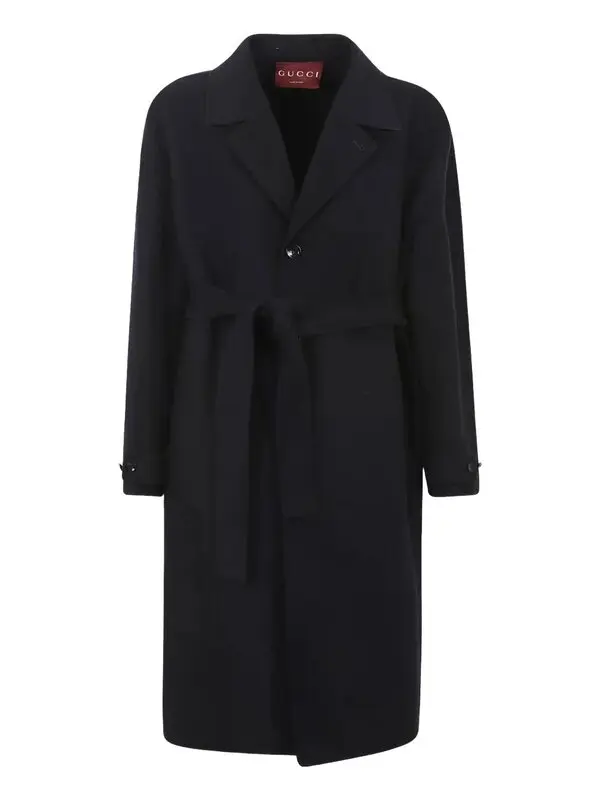 Gucci Belted Wool Coat - Blue