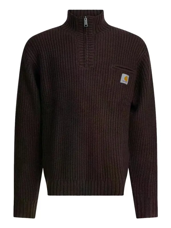 Carhartt Work In Progress Detroit Ribbed Zip Sweater - Brown