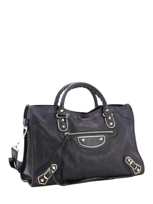 Balenciaga City Classic Metallic Edge Leather Satchel - Black
