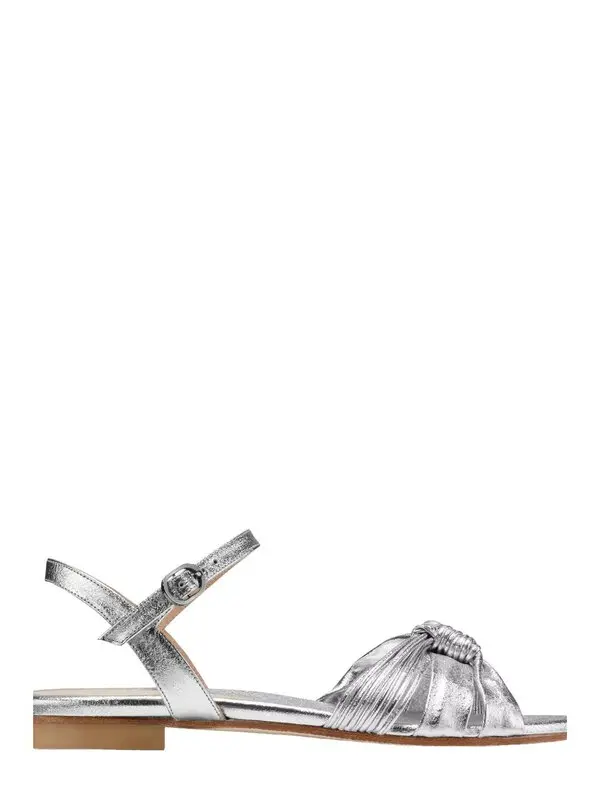 STUART WEITZMAN Keana Knotted-strap Flat Sandals - Silver