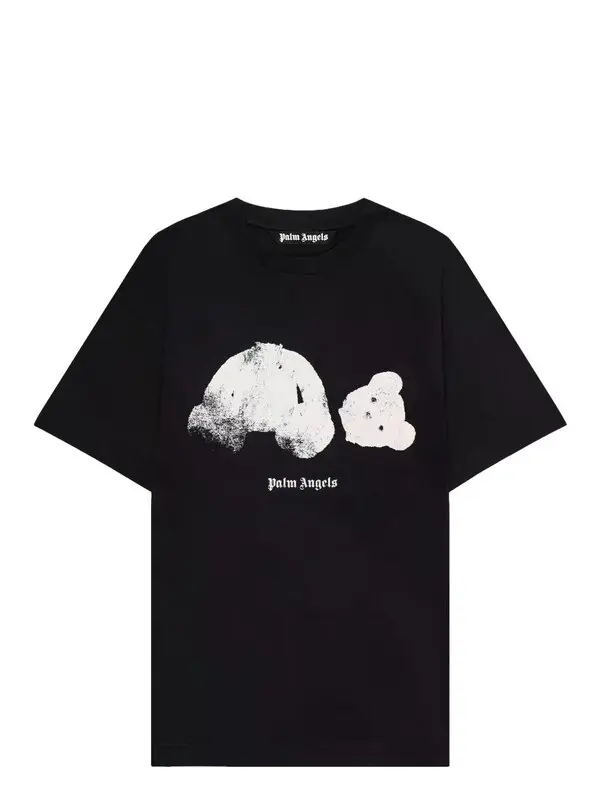 Palm Angels Spray Broken Bear Graphic T-shirt - Black