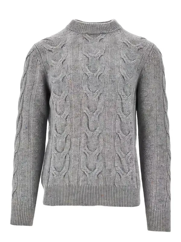 GALLIA Cable-knit Crew-neck Sweater - Grey