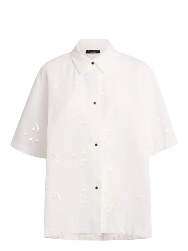 Shan Broderie Lace Oversized Shirt - White