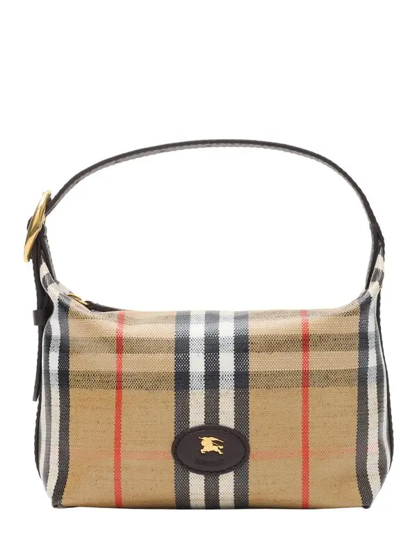 Burberry Leather Check Shoulder Bag - Beige