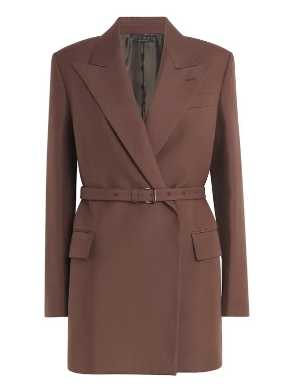 Brioni Silk Prisca Belted Blazer - Brown