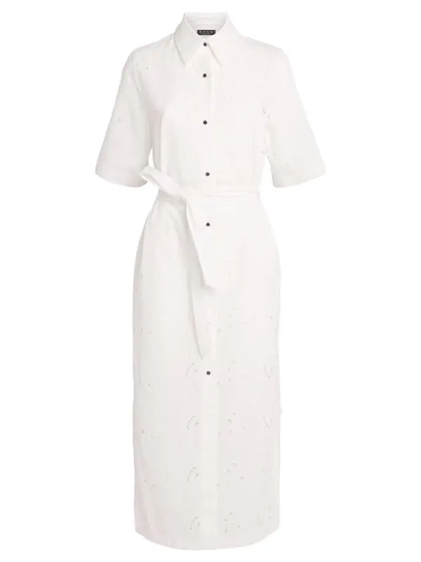 Shan Broderie Lace Shirt Dress - White