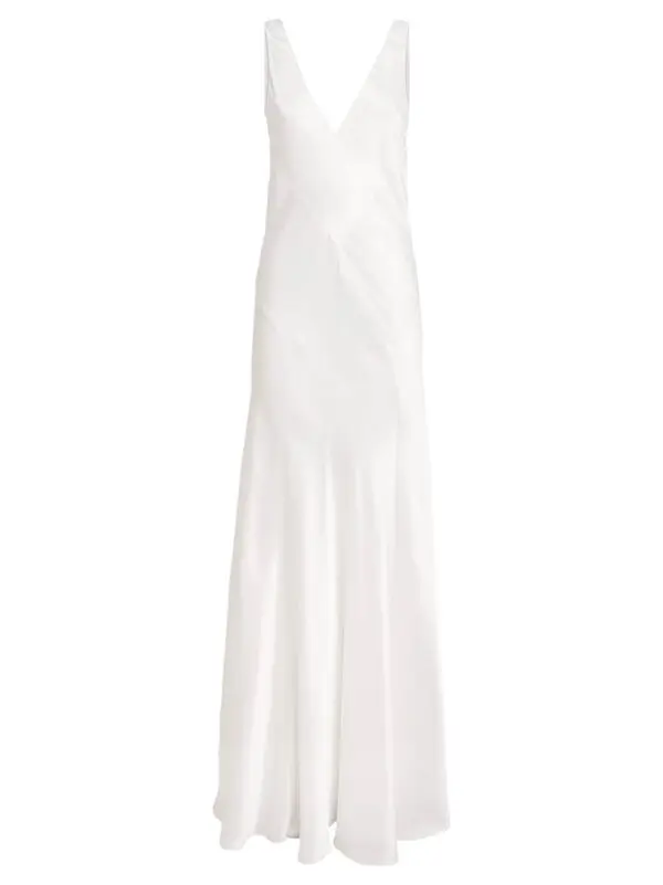 Olivia Von Halle Silk Paloma Slip Maxi Dress - White