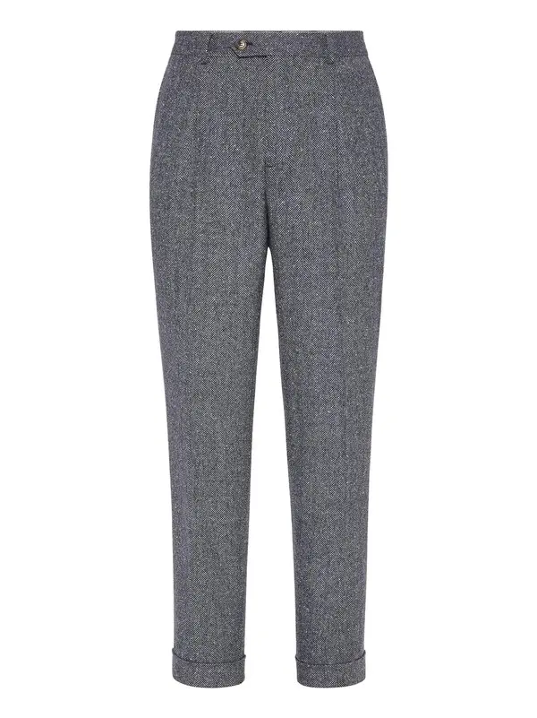 Brunello Cucinelli Wool-cashmere Leisure Fit Trousers - Blue
