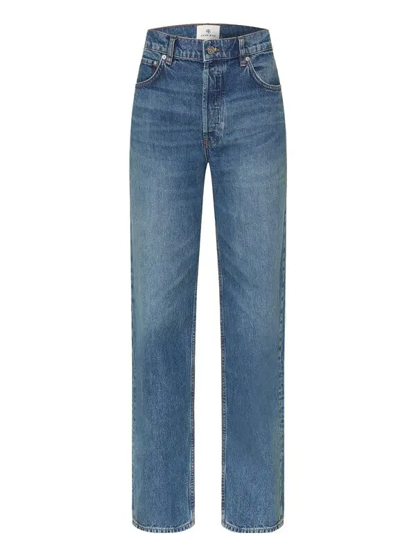 ANINE BING Gavin Long Mosaic Jeans - Blue
