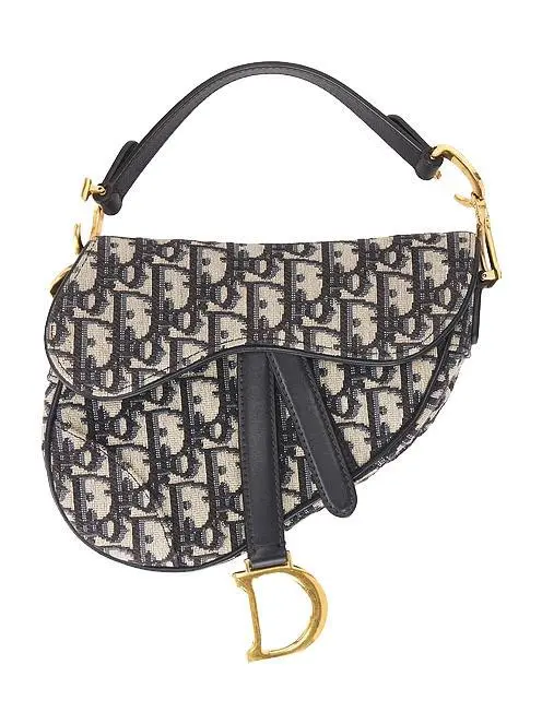 FWRD RENEW Dior Trotter Oblique Mini Saddle Bag - Blue