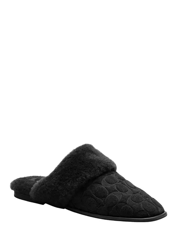 COACH OUTLET Sherpa Flat Mule In Signature Suede - Black