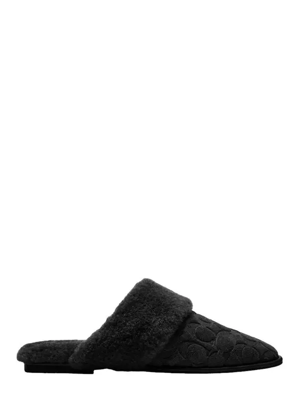COACH® Sherpa Flat Mule In Signature Suede - Suede/black