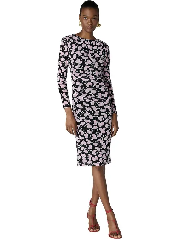 Diane Von Furstenberg Darrius Long Sleeve Dress - Tiny Paper Sun Pink Lavender