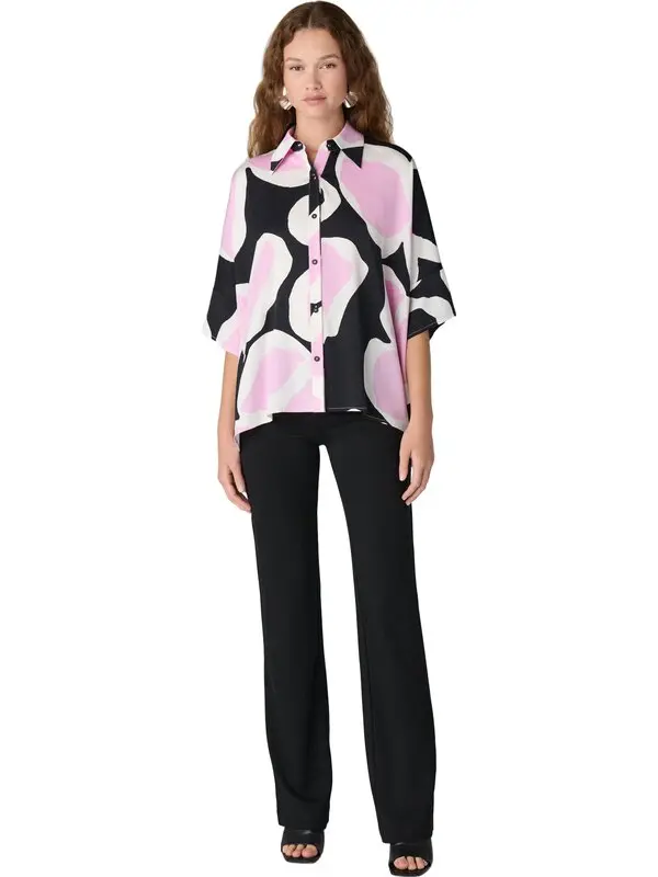 Diane Von Furstenberg Short Sleeve Top - Giant Paper Sun Pink Lavender