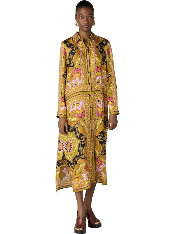 Diane Von Furstenberg Carrie Silk Midi Dress - Realto Medallion Ecru