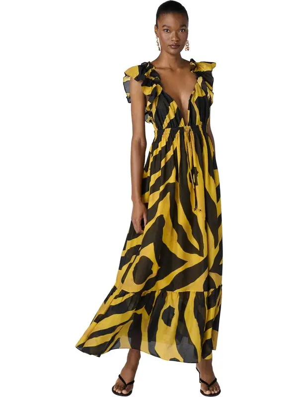 Diane Von Furstenberg Augustina Maxi Dress - Giant Water Tiger Golden Hour