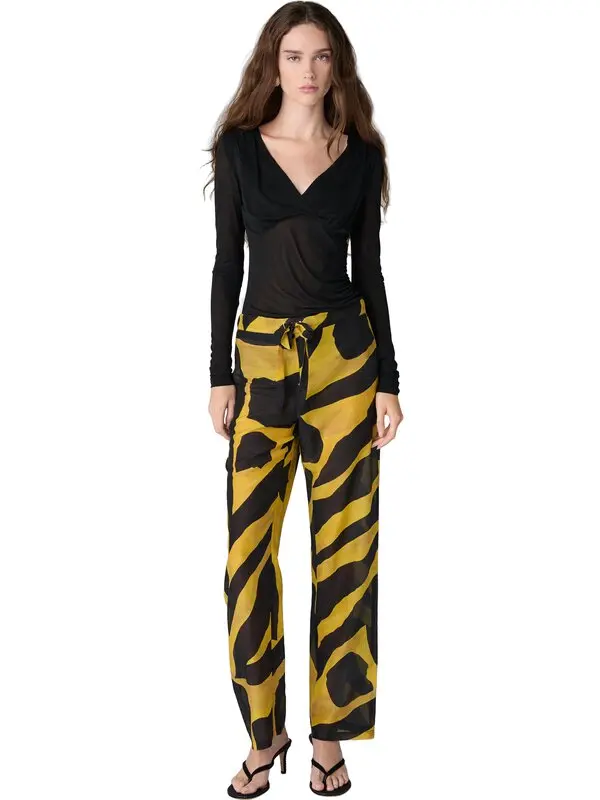 Diane Von Furstenberg Straight Leg Trousers - Giant Water Tiger Golden Hour