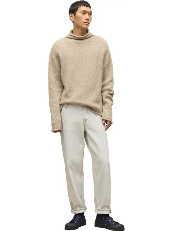 Johnstons Of Elgin Kester Marl Cashmere Funnel Neck Jumper - Natural