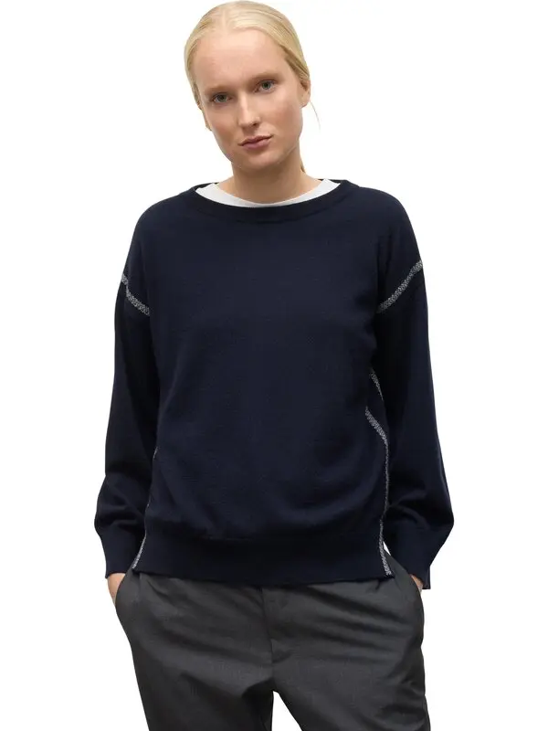 Johnstons Of Elgin Cashmere Slouch Jumper - Navy