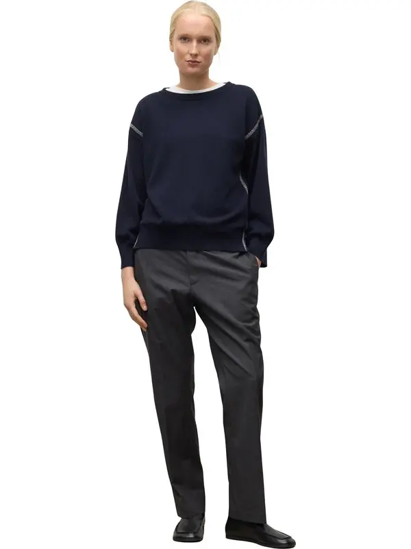 Johnstons Of Elgin Cashmere Crew Neck Jumper - Navy