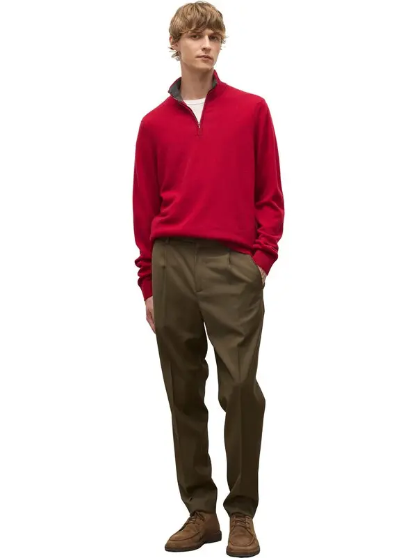 Johnstons Of Elgin Relaxed Fit Cashmere Zip Neck Jumper - Red
