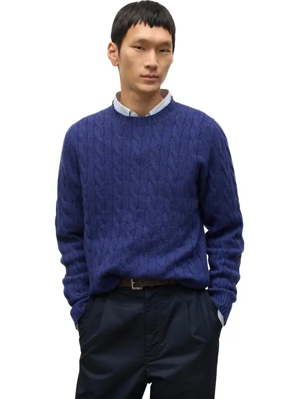Johnstons Of Elgin Cashmere Cable Knit Jumper - Blue